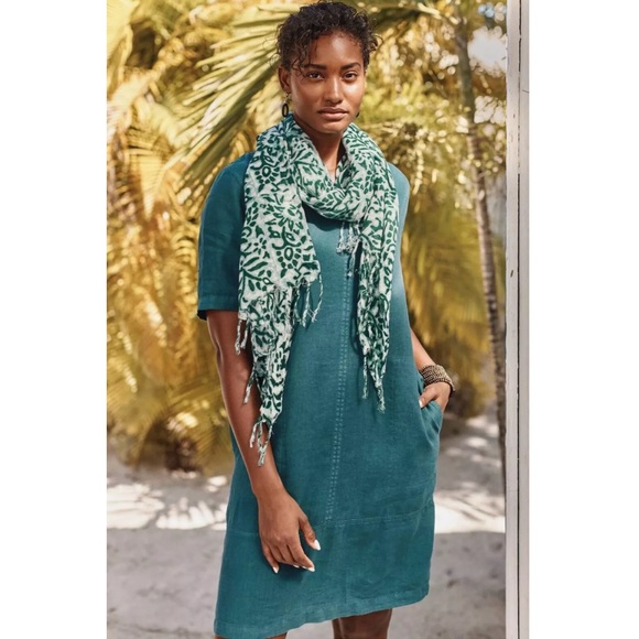 J. Jill | Dresses | 0 Linen J Jill Garment Dyed Linen Dark Teal Vneck ...